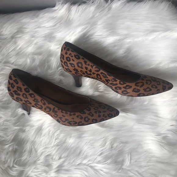 Clarks | Shoes | Clarks Artisan Calf Hair Leopard Print Heels | Poshmark